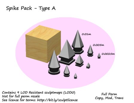 Second Life Marketplace - [RW] Spike Pack [Series 1 - Type A] [ Full Perm ]